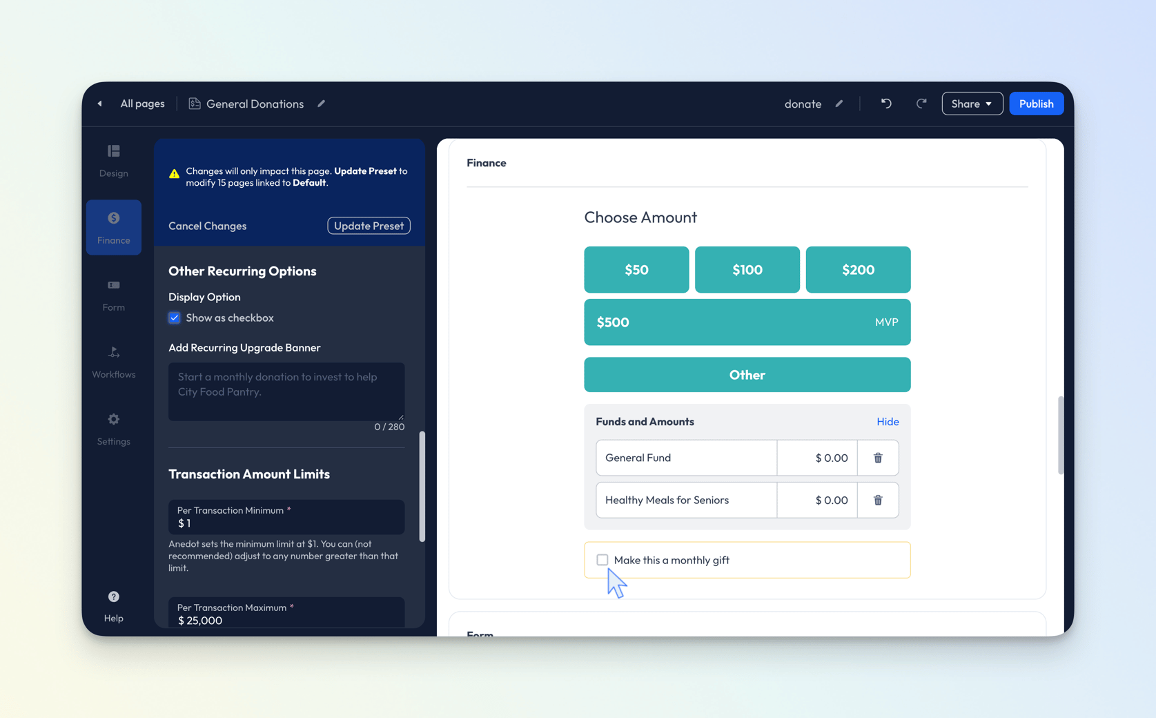 Donation Page Builder